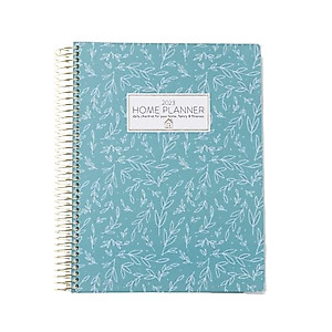 PPP 2023 Home Planner (Blue Leaf) | Work from Home Planner w/Stickers | Daily Checklist | Monthly Budget Worksheet | Monthly Calendar Layout | Vacation Checklist | Coil Binding | Poly Laminated Cover