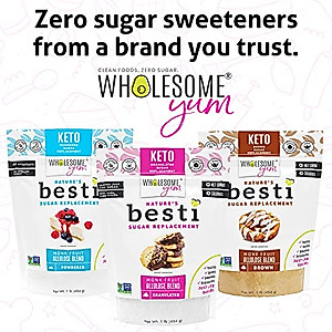 Wholesome Yum Besti Natural Sugar Substitute - Granulated Monk Fruit Sweetener Blend With Allulose (No Erythritol) - Keto, Non GMO, Zero Calorie, Zero Carb, Sugar Free, No Aftertaste (1 lb)