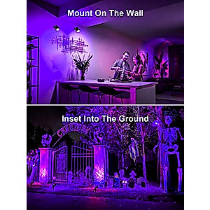 ZUCKEO Outdoor Blacklight Spotlight LED Spot Black Light with US Plug, 15W IP66 Landscape Black Lights Fixtures for Glow Party Body Paint Fluorescent Poster Yard Garden House Decorating(4Pack)