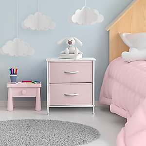 Sorbus Kids Dresser with 10 Drawers and 2 Drawer Nightstand Bundle - Matching Furniture Set - Storage Unit Organizer Chests for Clothing - Bedroom, Kids Rooms, Nursery, & Closet (Pink)