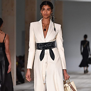 Glamorstar Wrap Belts for Women Dresses Wide Leather Cinch Tie Knot Waist Belts Black 137.8IN/350CM