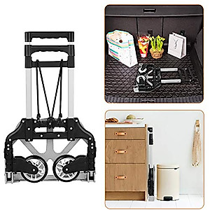 Folding Hand Truck, Gimify Dolly Cart Luggage Hand Cart Aluminum Box Cart Lightweight Portable with Telescoping Handle for Personal, Travel, Shopping, Moving, Office, 165 lbs Capacity (Black)