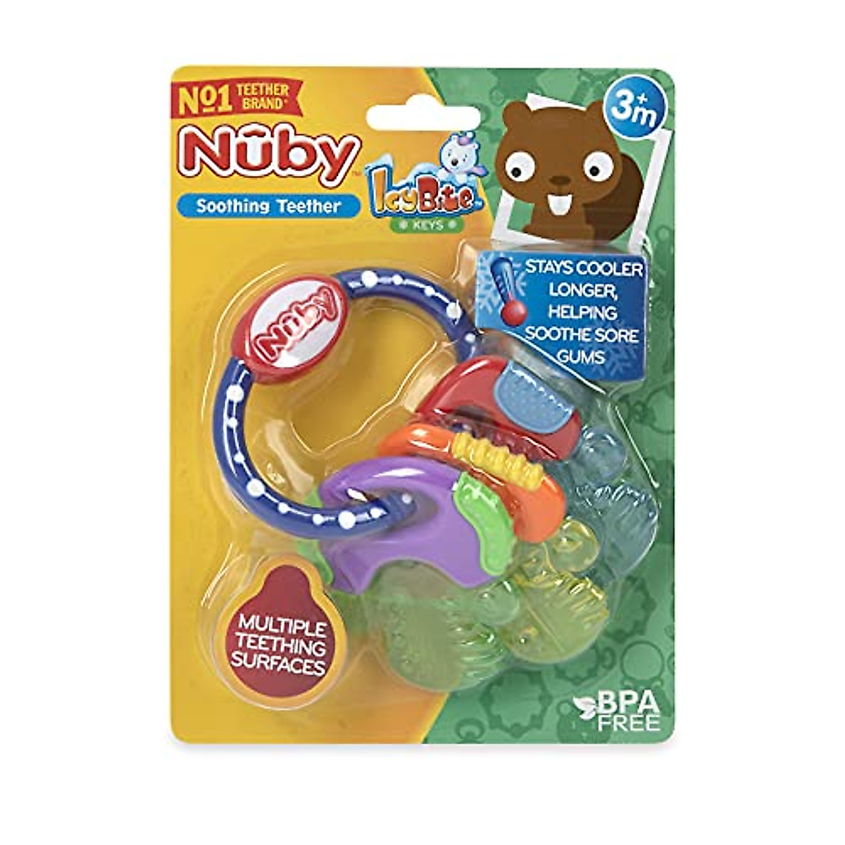 Nuby Ice Gel Teether Keys, 1 Pack Multicolor