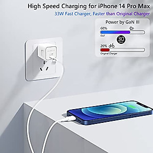 USB C Charger Block, GECENinov 33W GaN III Fast Charger with 3.3ft USB-C Cable, Mini Wall Charger for iPhone 14/13/12/11 Mini/Pro/Max, SE/XS/XR, iPad Pro/Air/10/9/8, S22/S21 Series, Pixel 6/5