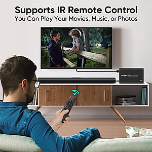 4K@30hz USB3.0 HDMI Media Player with One AV Cable, Support 2.5" SATA HDD with HDMI/AV/Optical Output, for Videos/Music/Photos from USB Drive/SD Card/4 GB Internal or Up to 8TB External HDD