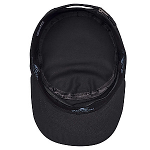 Sterkowski Patrol Cap | 100% Cotton Flat Cap for Men and Women | Trucker Hat Camp Hat Military Hats for Men Cotton Military Cap Cadet Hat Men Army Style Hat Black 56 cm - 57 cm