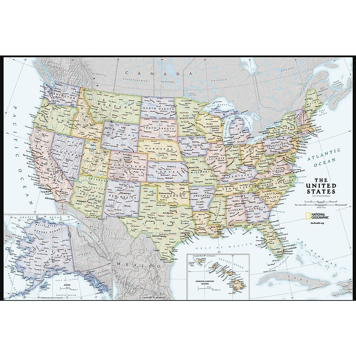 National Geographic Maps: United States Contemporary Wall Map - Compact - 23.25 x 16 in - Rolled Canvas