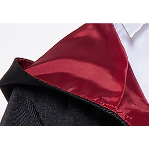 Utaomld Magician Hooded Robes with Scarf Spell Wand for Teens Cosplay Wizard Cloak Halloween Christmas Witches Carnival Costumes Black Cape Red Lined Medium