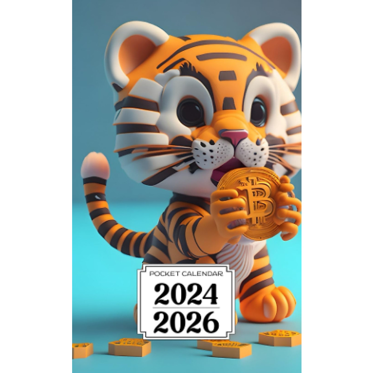 Pocket Calendar 2024-2026: Two-Year Monthly Planner for Purse , 36 Months from January 2024 to December 2026 | Cute Tiger toy | Skottie Young | Soft pastel colors