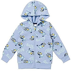 Bluey Little Boys Fleece Zip Up Hoodie Set Blue 7