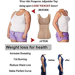 Evanhome Waist Trainer With Hooks Women Waist Trainer Cincher Vest Underbust Corset Tummy Control Sweat Girdle(Beige,XL)