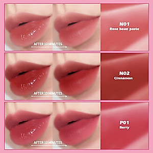 KIMUSE Water Gel Lip Tint 6 Colors Set, Highly Pigmented Long Lasting Moisturizing Glossy Lip Stains, Hydrate Lightweight Lip Gloss Makeup