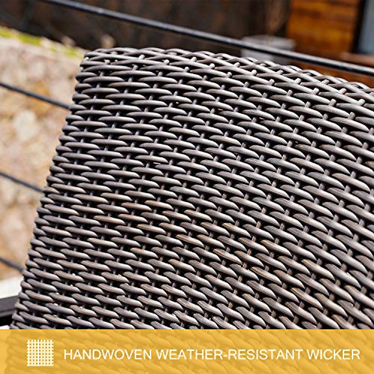 Grand patio 3 Piece Bistro Set, Outdoor Patio Rocking Wicker Chairs with Removable Cushions and Small Coffee Table, Heavy Duty Funiture Set for Porch, Balcony, Patio, Deck Backyard, Garden, Grey