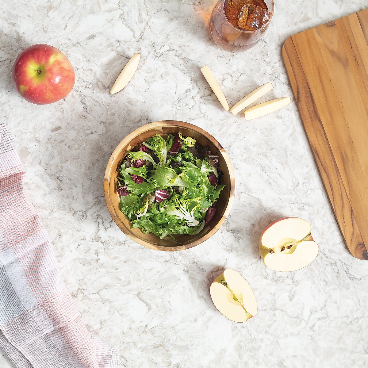 Lipper International Acacia Footed Round Flared Serving Bowl for Fruits or Salads, Small, 7" Diameter x 3" Height, Single Bowl