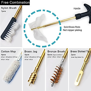 Angeebin Handgun Cleaning Kit for .22 .38/.357/9mm .40 .45 Caliber, Universal Pistol Gun Brush with Bronze Bore Brush, Brass Jag and Slotted Adapter (Set 26-Piece)