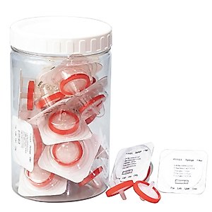 Sterile Syringe Filter PTFE Hydrophilic Filtration 0.45 um Pore Size, 25 mm Membrane Diameter, 20 Pack, Sterile Packed Individually for HPLC Sample Preparation