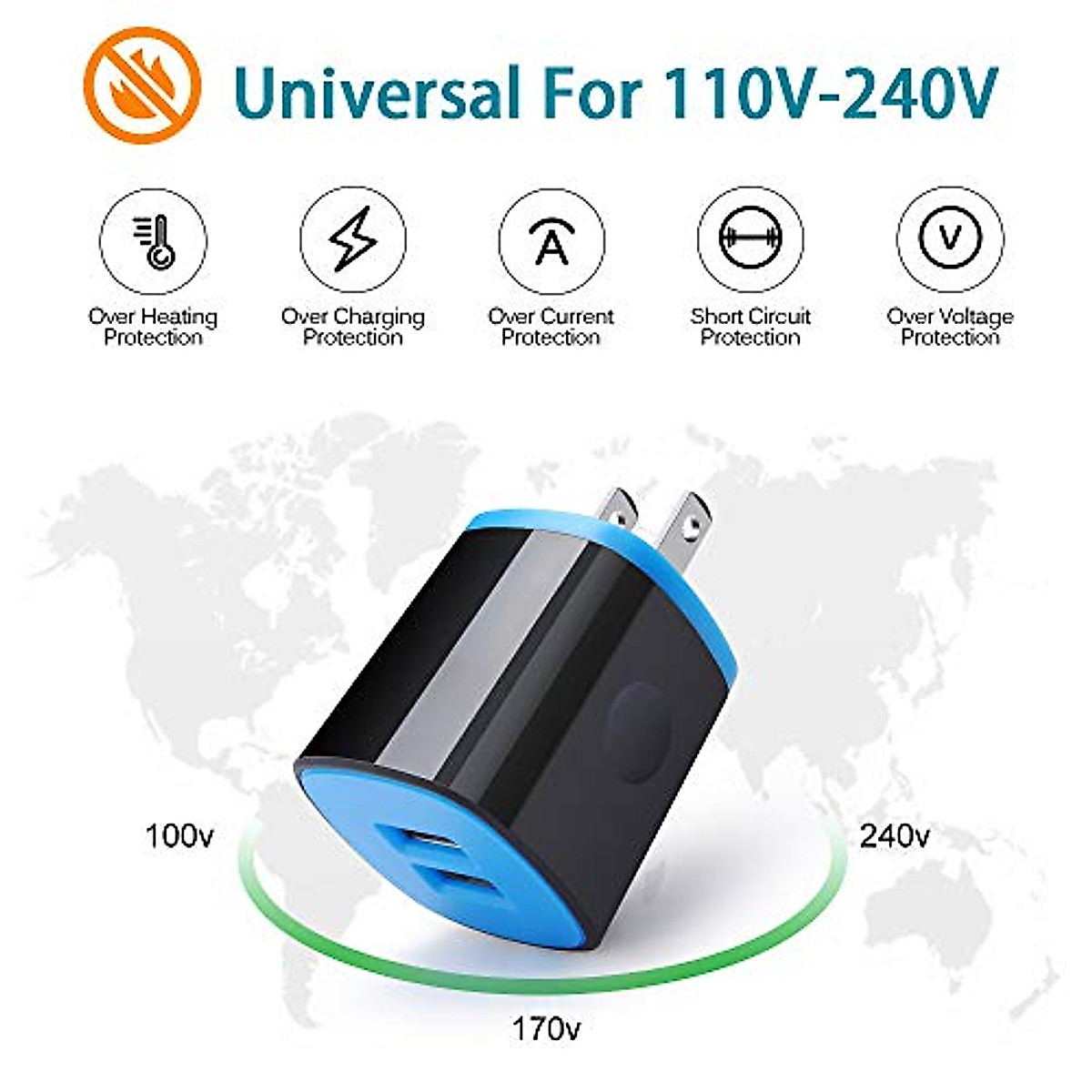 Android Charger Fast Charging Micro USB Cable, 6FT Nylon Micro Cord Wall Charger Block, AbcPow 2.1A Power Adapter with Phone Cord Compatible for Samsung Galaxy S7 S6 J7 J3 Note 5, LG G4 Motorola, HTC