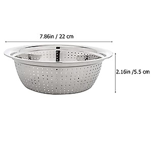 Hemoton Stainless Steel Rice Washing Bowl Kitchen Strainer Colander Bowl Fruit Vegetable Washing Basket for Rice Food Pasta Colander Drain Basket (Silver)