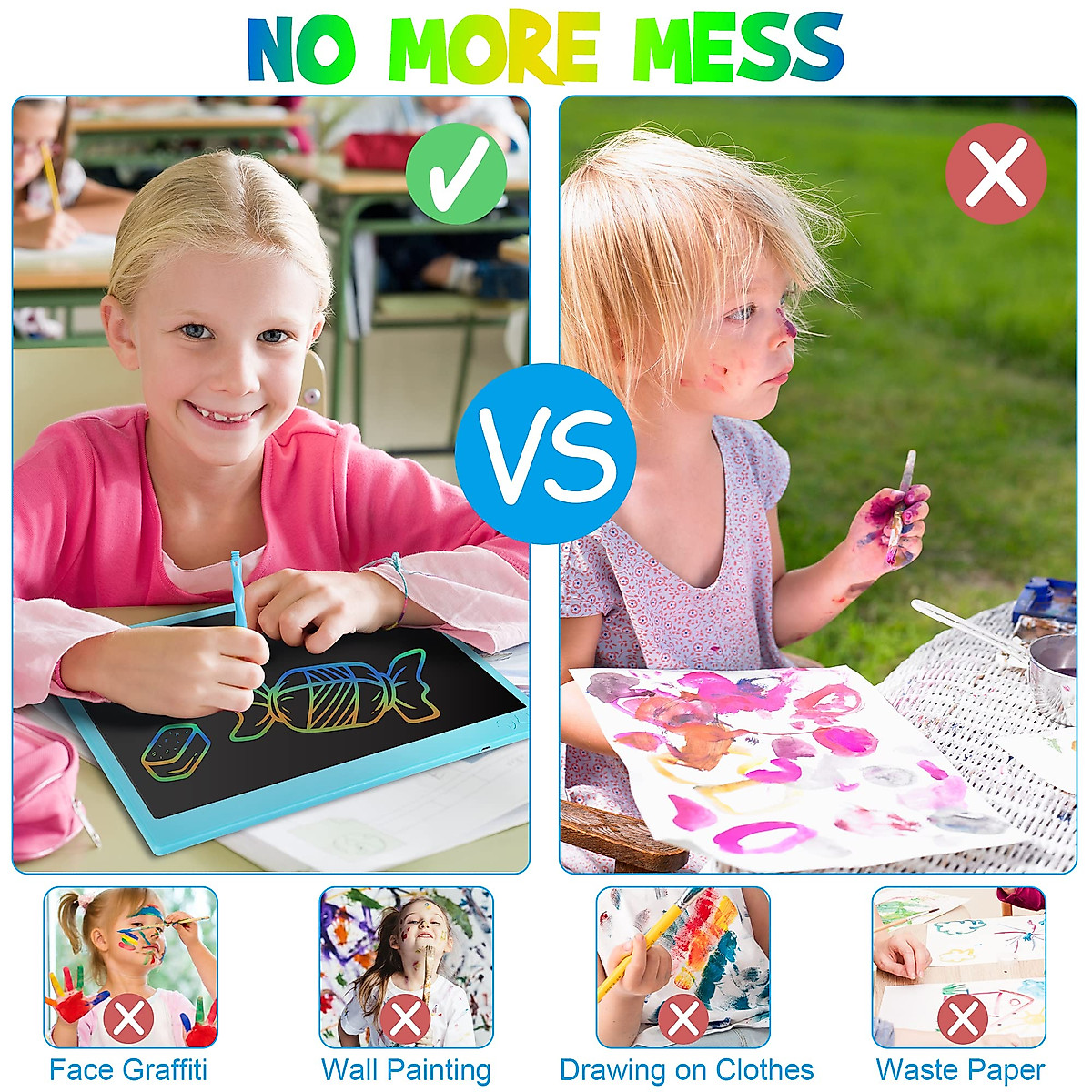 16 Inch Rechargeable LCD Writing Tablet, Erasable & Colorful Doodle Board with Eye-Protecting Large Screen, Educational Learning Toys for 3 4 5 6 7 Year Old Kids, Drawing Tablet Gift for Boys Girls