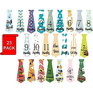 Baby Monthly Milestone Tie Stickers - Stickers for Infant Newborn First Year 12 mounts Boy