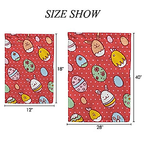 My Little Nest Seasonal Garden Flag Happy Easter Eggs Rabbits Vertical Garden Flags Double Sided for Home Farmhouse Yard Holiday Flag Outdoor Decoration Banner 12"x18"