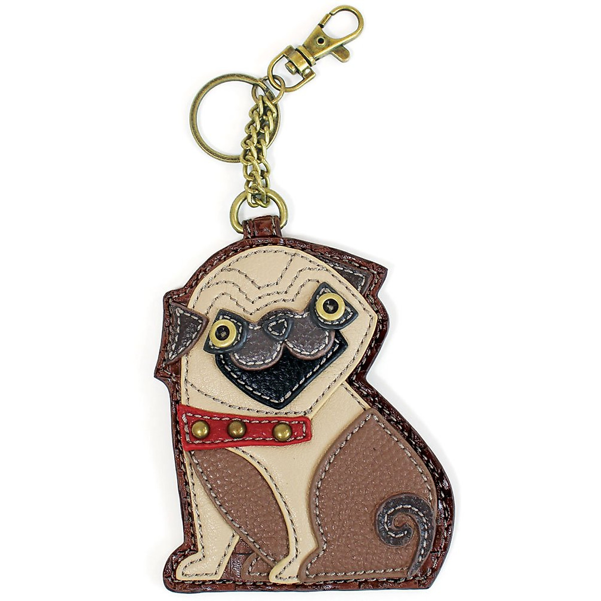 CHALA Handbags Dust Rose Shoulder Purse Tote Bag with Dog Key Fob/coin purse (Pug)