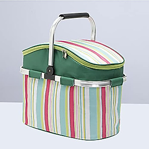 LIOOBO 26l Large Picnic Basket: Camping Grocery Bags, Insulated Baskets, Portable Picnic Basket, Canvas Leak-Proof Travel Cooler Tote 1pc