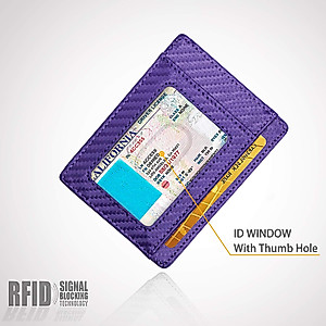 RUNBACH Slim Wallet,Minimalist Thin Front Pocket Leather Wallet RFID Blocking Secure Card Holder for Men Women,Gift-Boxed (Purple)