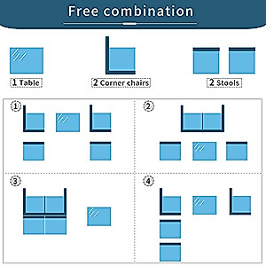 SAWQF Outdoor Patio Furniture 5-Pcs Set Wicker Rattan Sectional Sofa Set 2 Corner Chair+1 Tea Table+2 Ottoman Brown&Gray