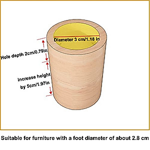 apdm 4 Pack Solid Wood Furniture Legs, Furniture Riser Round Bed Riser, Wooden Furniture Legs to Add Height to Sofa, Desk, Table and Chairs (3cm/1.18in,5cm Taller)