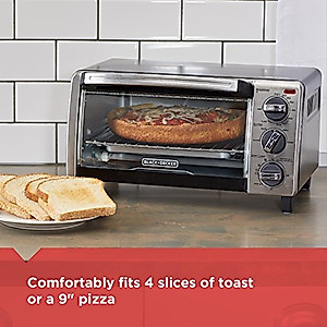 BLACK+DECKER 4-Slice Toaster Oven with Natural Convection, Black, TO1750SB