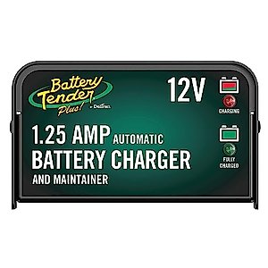Battery Tender Plus 12V Battery Charger and Maintainer: 1.25 AMP Powersport Battery Charger and Maintainer for Motorcycles, ATVs, UTVs - Smart 12 Volt Automatic Float Charger - 021-0128