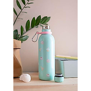 Grupo Erik Official Pusheen Water Bottle-Sports Bottle-500ml / 17OZ, Stainless Steel, Vacuum Insulated Water Bottle, Double Wall Reusable Water Bottle With Carabiner, BPA Free, Kawaii Water Bottle