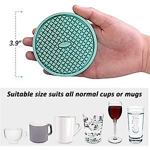 ME.FAN Silicone Coasters [6 Pack] Thickened Drink Coasters with Holder - Cup Mat - Non-Slip, Non-stick, Stay Put, Deep Tray - Prevents Furniture and Tabletop Damages(Black)