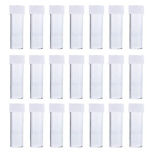 Baluue 50pcs Plastic Test Tubes Screw Caps Small Bottle Vial Storage Sputum Sample Vial Container for Lab Specimen Organizer 25ml