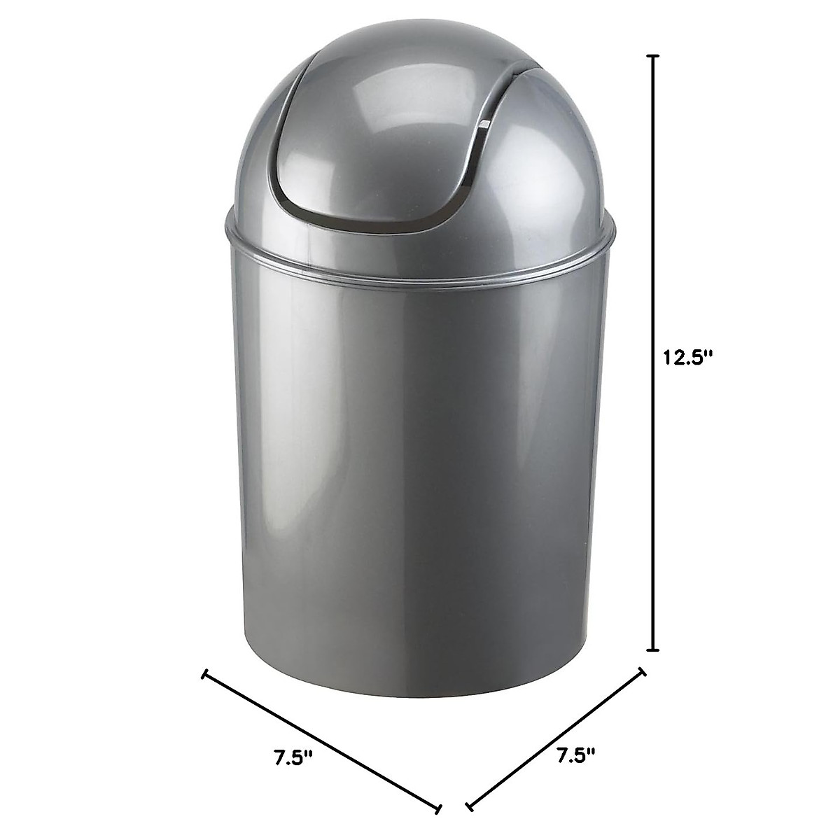 Umbra Mini Waste Can 1.2 Gallon with Swing Lid, Silver