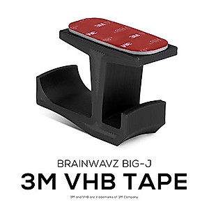 BRAINWAVZ BigJ Under Desk Headphone Stand (2 Pack) Hanger Holder Mount for Headphones, Gaming Headsets, Mobiles Accessories, Stick On, No Screws (Black)
