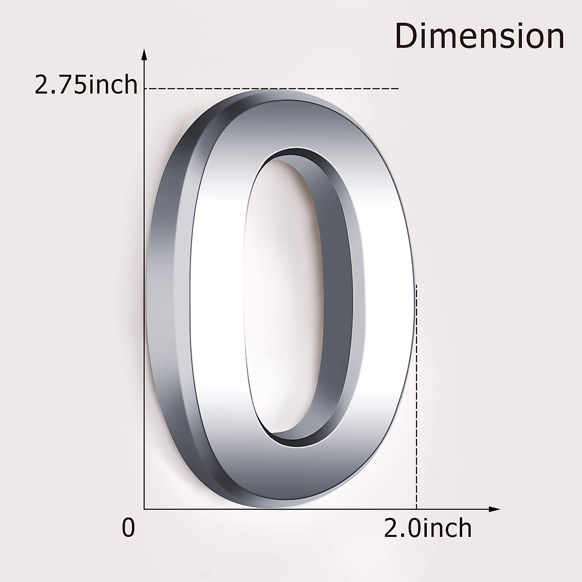 Hotop 20 Pieces House Numbers Mailbox Numbers 0-9, 3D Door Address Numbers Self Adhesive Mailbox Numbers Sticker or House, Apartment, Office, Hotel Room, Mailbox Signs (Silver, 2.76 inch)