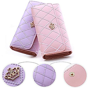 Wallets,Womens Lady PU Leather Zipper Large Capacity Multi Card Organizer (Style3-Pink)
