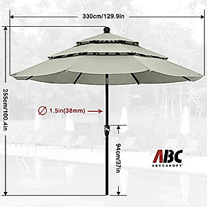 ABCCANOPY Patio Umbrellas 3-Tiers 11FT (Light Gray)