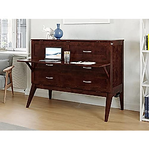 AFI, Northampton Murphy Bed Desk with Premium 6 Inch Folding Memory Foam Mattress and Built-in Charger, Full Size, Walnut