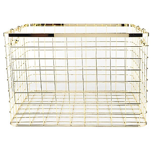 Keebgyy Stainless Steel Clothes Laundry Storage Basket, Laundry Hamper, Laundry Basket, with Handles Organizer Storage Basket Clothes Organizer Stainless Steel Basket for Kitchen Bedroom Gold