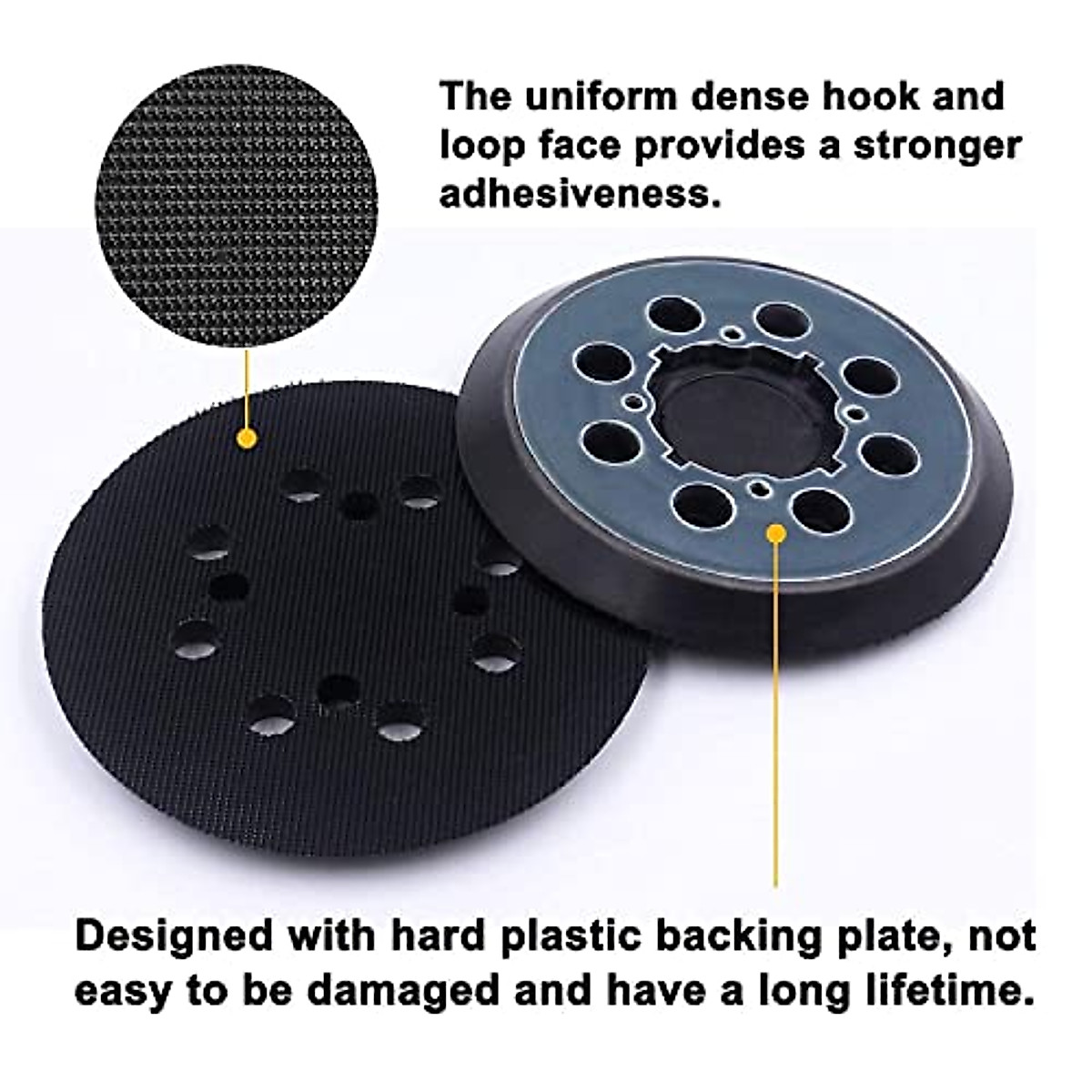 2 Pack 5 inch 8 Hole Hook and Loop Replacement Sanding Pad for DeWalt DWE64233 & N329079 Compatible with DWE6423/6423K, DWE6421/6421K, DWE6421-B2, DWE6421-B3, DWE6421-BR, DCW210B (2 Packs)