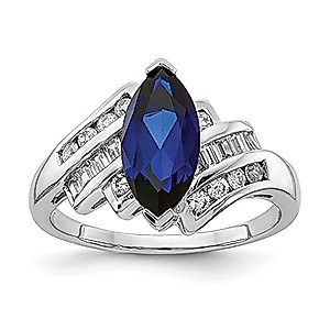 IceCarats 925 Sterling Silver Created Blue Sapphire Cubic Zirconia CZ Marquise Ring September Birthstone Jewelry Size 7