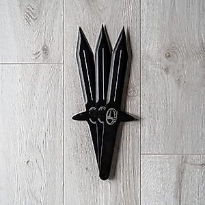 World Knife Throwing League Lancelot Professional Balanced Throwing Knife Set with Three Knives, Black Finished Blade, Full Tang, Stainless Steel, with Premium Nylon Sheath, 15 Inch Length