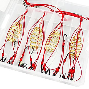 KUYWLMKMZZ Fishing Hooks 4 Pieces/Suit Fishing Hook Spring Hanger Stainless Steel Feeding Bait Olive Fish Tool Accessories Fishing Tackle (Color : As Show, Size : 10#)