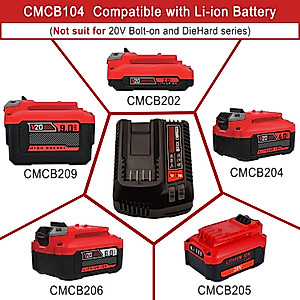 20V Max Battery Charger Replacement for Craftsman CMCB104,Compatible with Lithium Batteries CMCB101 CMCB204 CMCB202 CMCB201 CMCB209 CMCB205 CMCB102 CMCB100 (CMCB104)