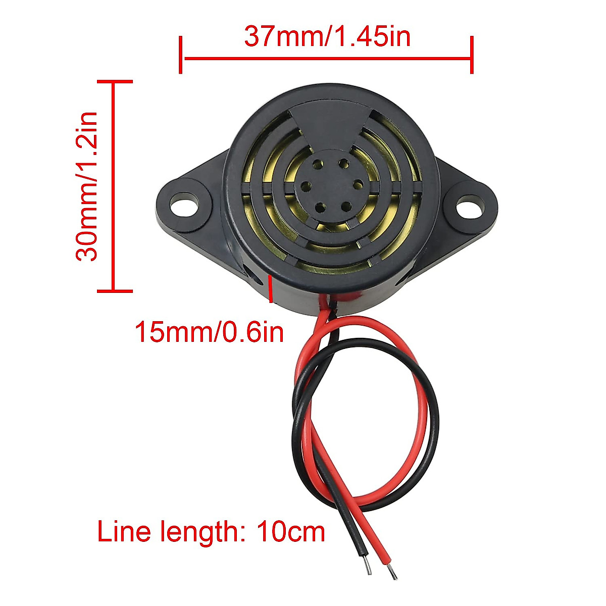 MEETOOT Piezo Electric Tone Buzzer Alarm DC 3-24V 30x15mm High Decibel Continuous Sounder Electronic Buzzer Alarm for Physics Circuits Continuous Sound
