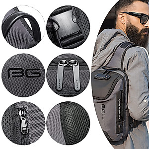 iubest Sling Bag for Men, Shoulder Bag Anti Theft Crossbody Backpack with USB Charging Port, Water Proof Casual Sling Backpack with TSA Lock for Hiking, Outdoor (Grey )