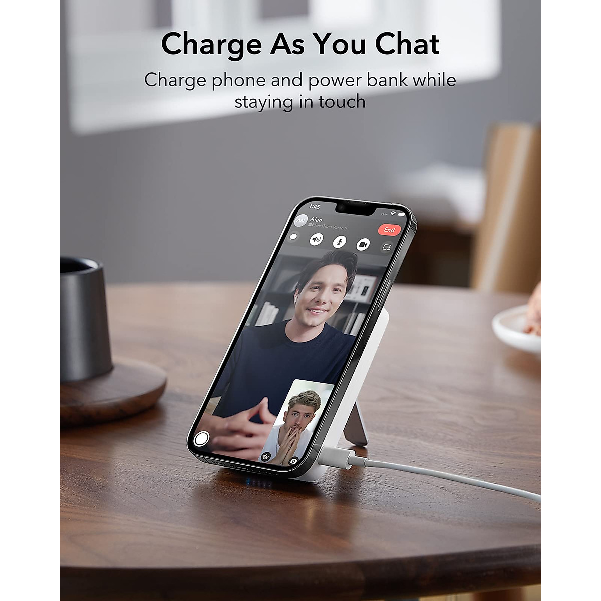 ESR for Kickstand MagSafe Battery Pack,10,000mAh Portable Charger Slim with USB-C Cable,Wireless Magsafe Power Bank for iPhone 15/15 Plus/15 Pro/15 Pro Max/iPhone14/13/12 Serie,White